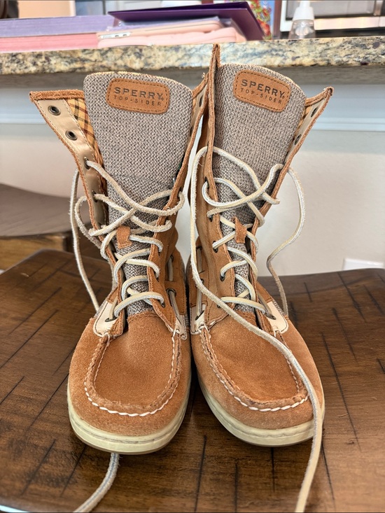 Sperry | Shoes | Sperry Chestnut Suede Laceup Moc Toe Boots With Beige ...